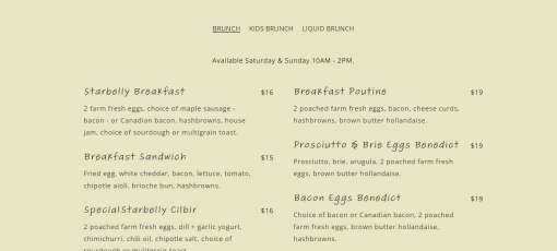 Menu for Starbelly Open Kitchen & Lounge in Calgary, AB | Sirved