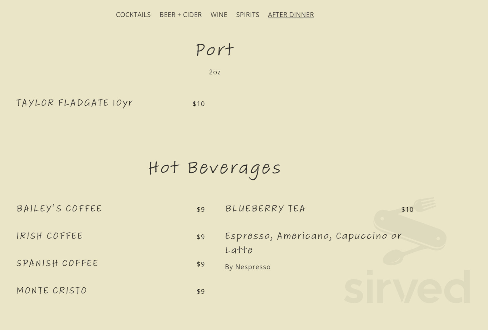 Menu for Starbelly Open Kitchen & Lounge in Calgary, AB | Sirved