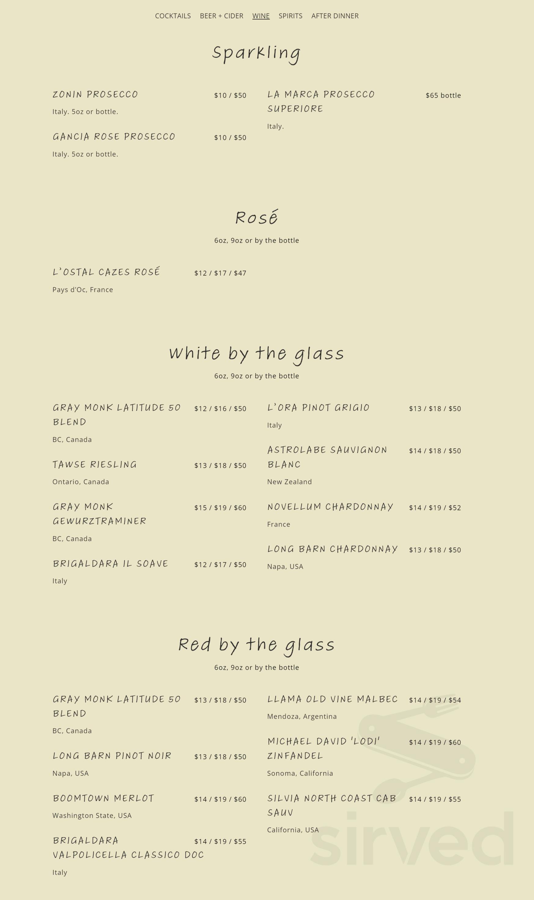 Menu for Starbelly Open Kitchen & Lounge in Calgary, AB | Sirved