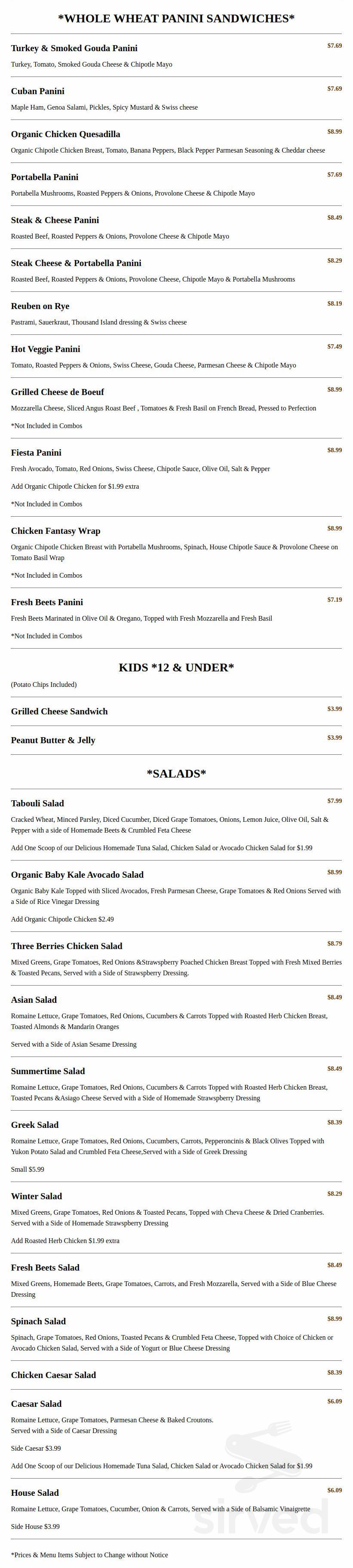 Frida's Cafe & Bakery menu in Largo, Florida, USA