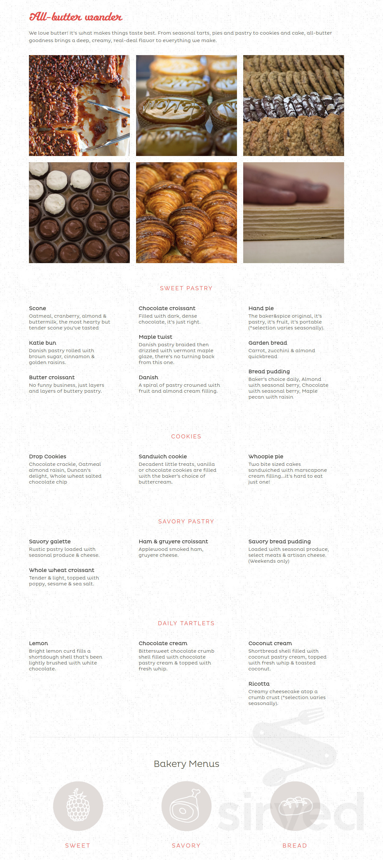 The Cakery menu in Portland, Oregon, USA