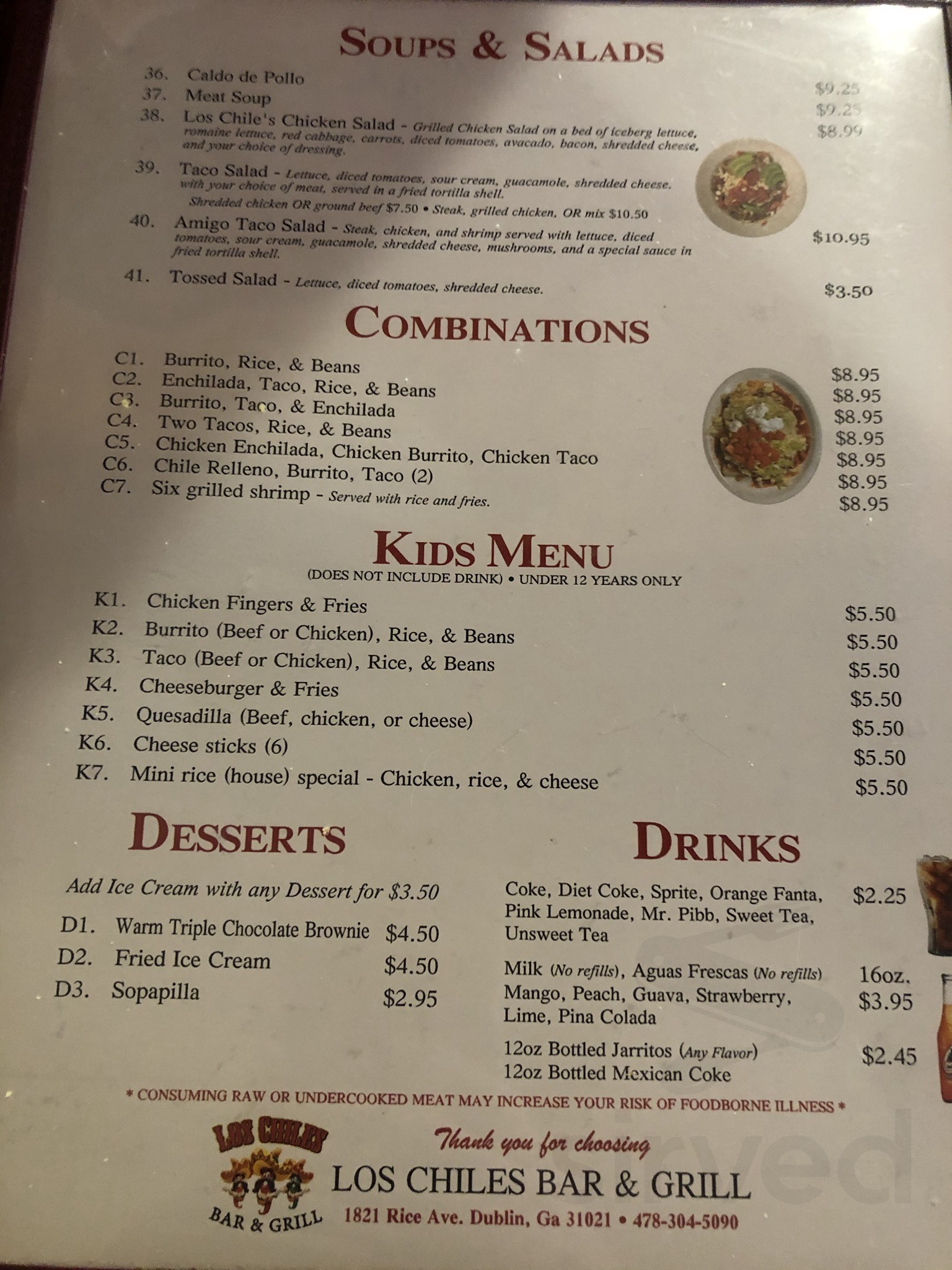 Los Chiles Bar & Grill menus in Dublin, Georgia, United States