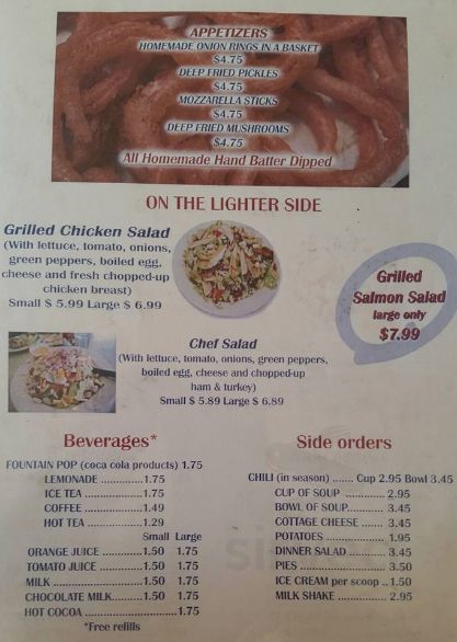 Huddle Cafe menu in Ashton, Illinois, USA