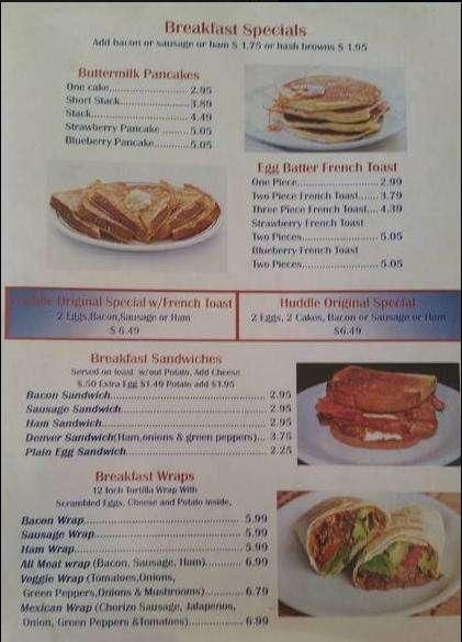 Huddle Cafe menu in Ashton, Illinois, USA