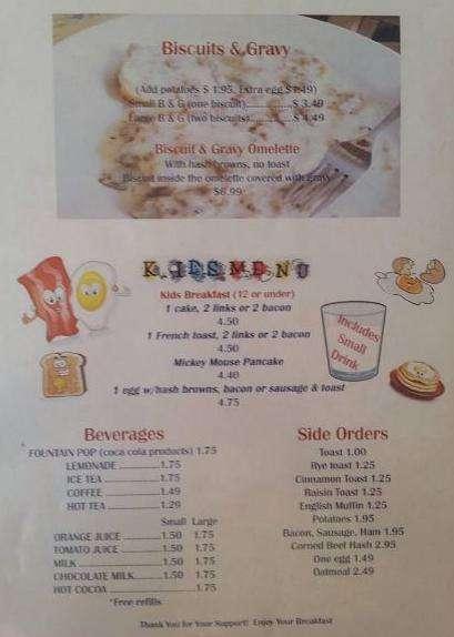 Huddle Cafe menu in Ashton, Illinois, USA