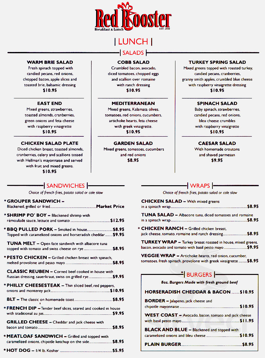 Menu for Red Rooster in Marco Island, FL | Sirved
