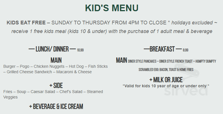 Zak's Diner Elgin St menus in Ottawa, Ontario, Canada