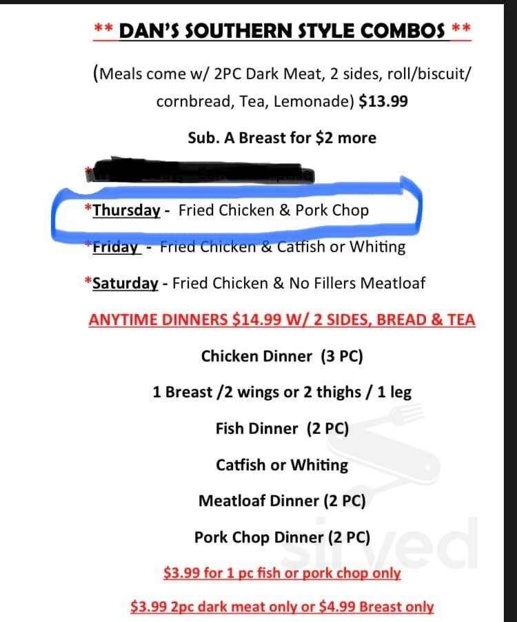 Country Barn Restaurant menu in Rocky Mount, Virginia, USA