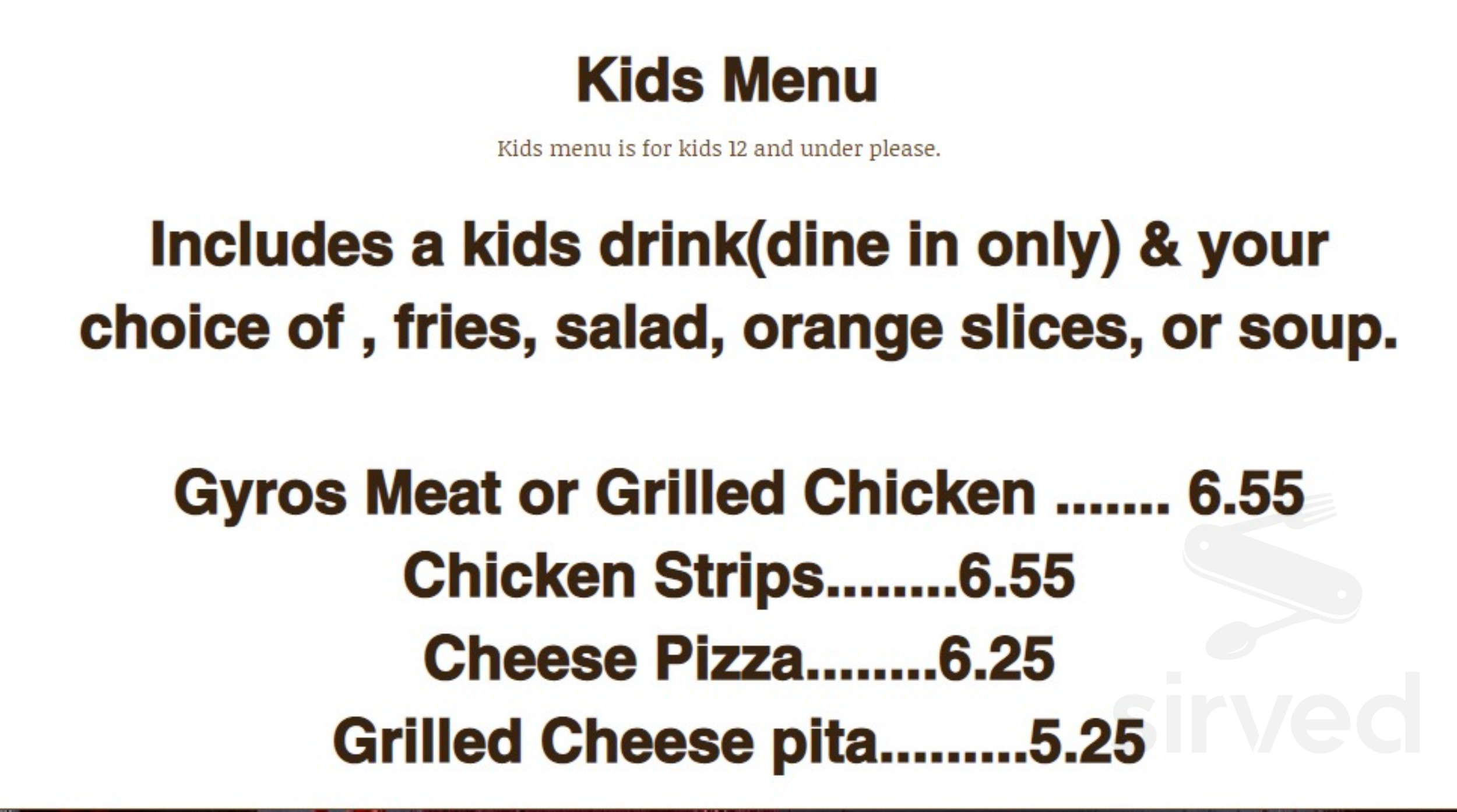 Saba's Mediterranean Kitchen menu in Phoenix, Arizona, USA