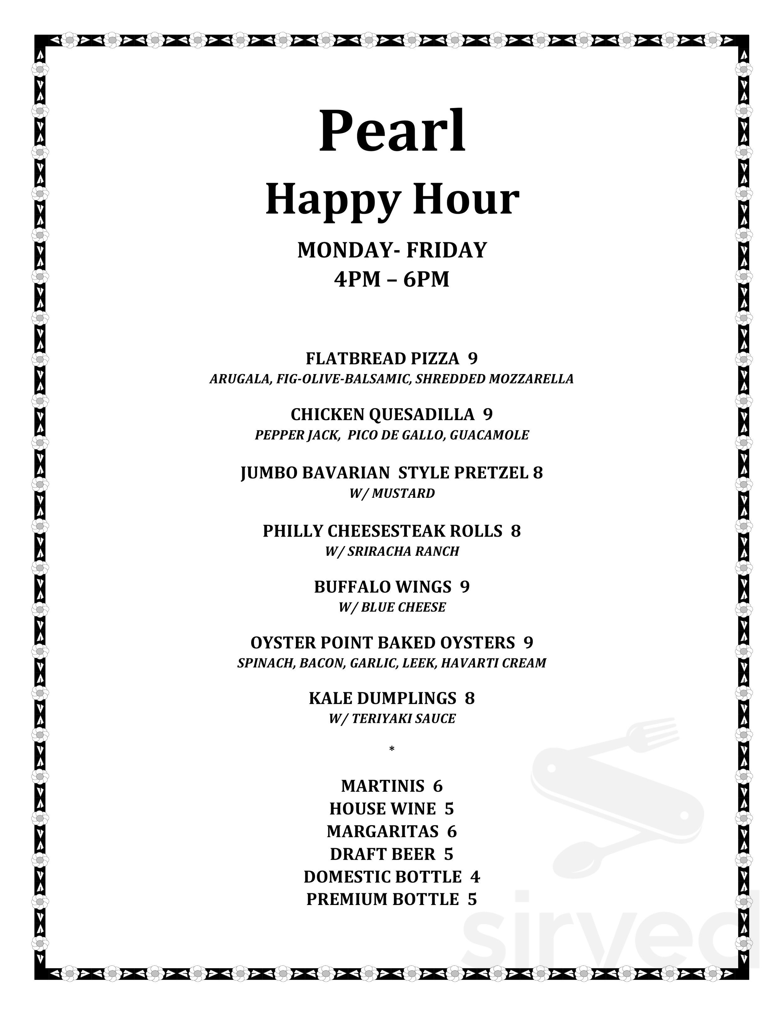 Menu for The Oyster Point Hotel in Red Bank, NJ | Sirved