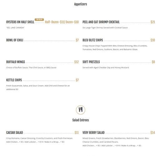 The Waverly Restaurant & Bar menu in Englewood, Florida, USA