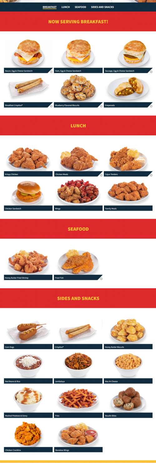 Krispy Krunchy Chicken menu in Hillsboro, Kansas, USA