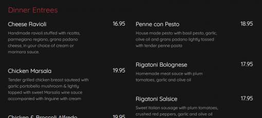 Menu for Acappella Italian Restaurant in Fallston, MD | Sirved