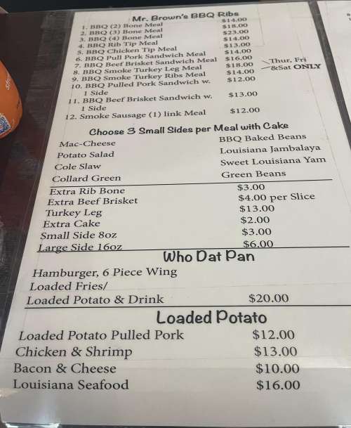 Mr. Brown, Who Dat Wingz, & PoBoy menu in Radcliff, Kentucky, USA