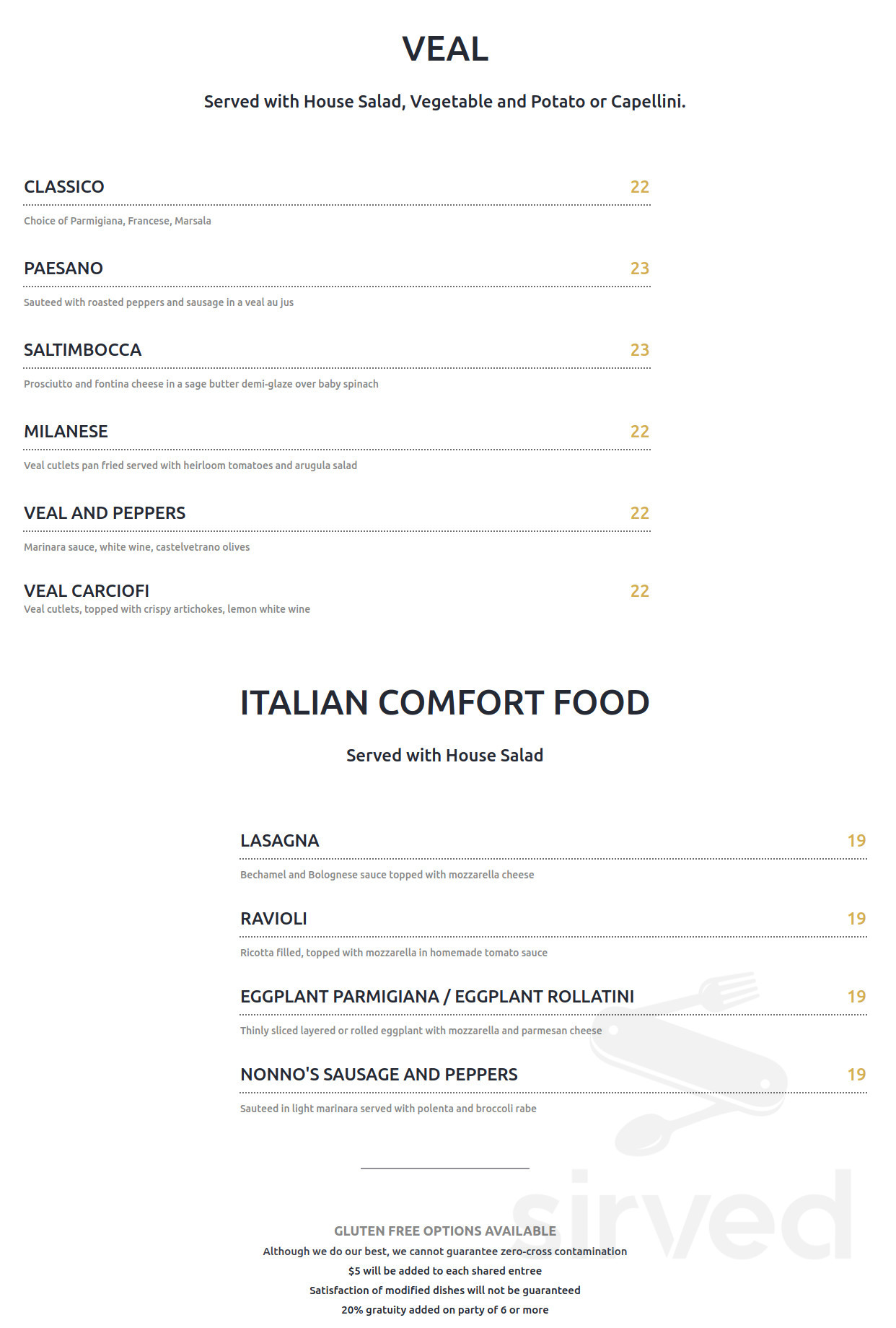 Menu for Barone's Tuscan Grill in Moorestown, NJ | Sirved