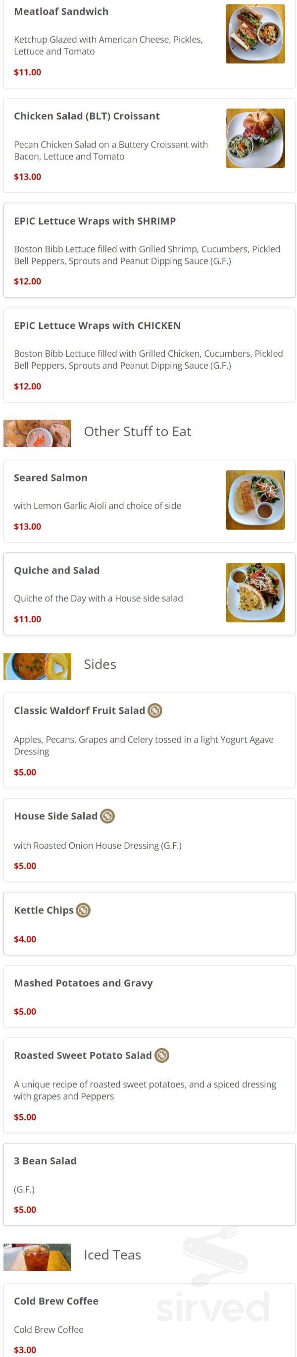 Epic Catering and Eatery menu in Hayesville, North Carolina, USA