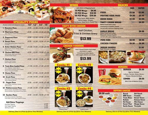 Tasty Bites menu in Lacombe, Alberta, Canada