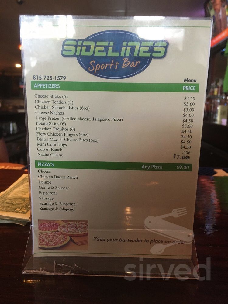 Menu for Sidelines Sports Bar in Joliet, IL | Sirved