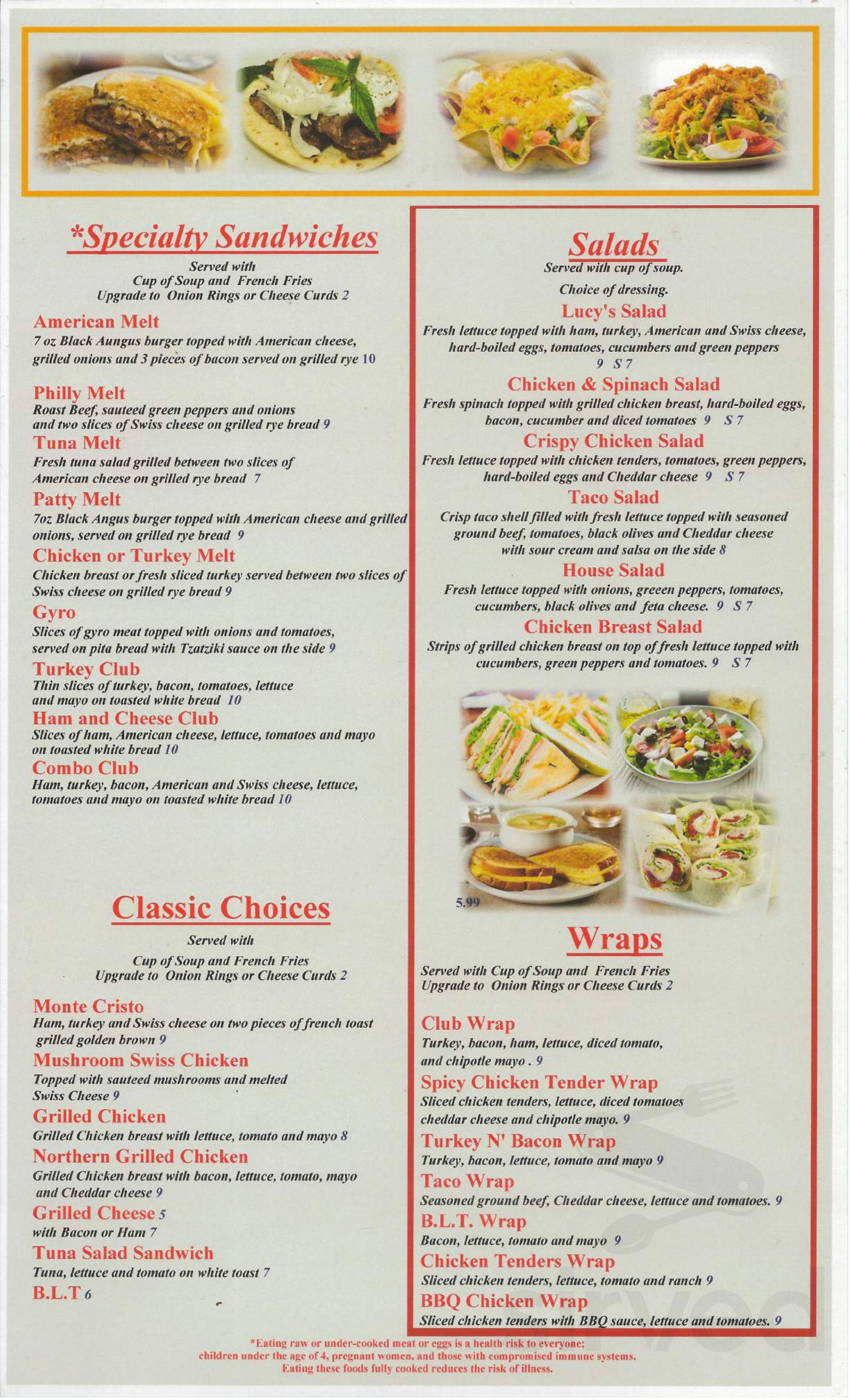 Lucy's Family Restaurant menu in Lodi, Wisconsin, USA