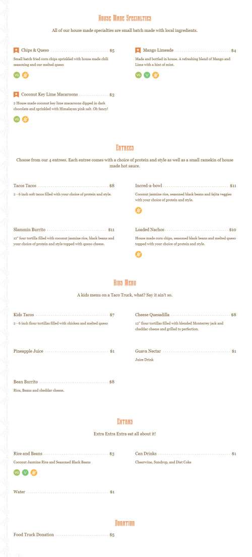 taco green go menu in Charlotte, North Carolina, USA