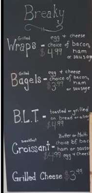 Old Country Kitchen menu in Utterson, Ontario, Canada