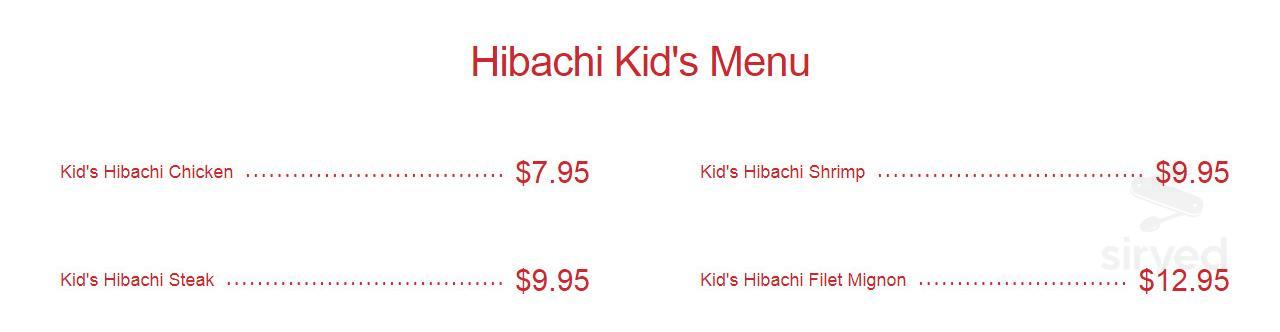 Ginza Sushi-Hibachi (Asian Fusion) menu in Louisville, Colorado, USA