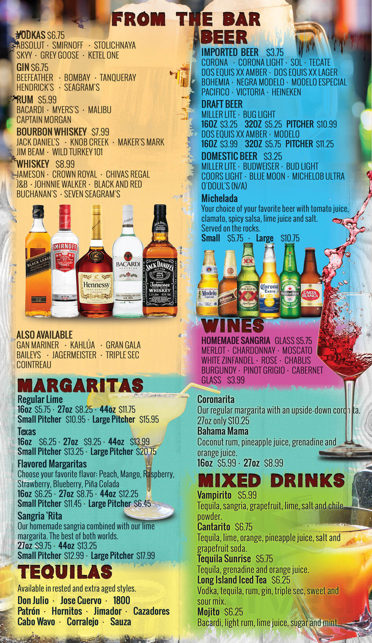Patron Mexican Restaurant menu in Indianapolis, Indiana, USA