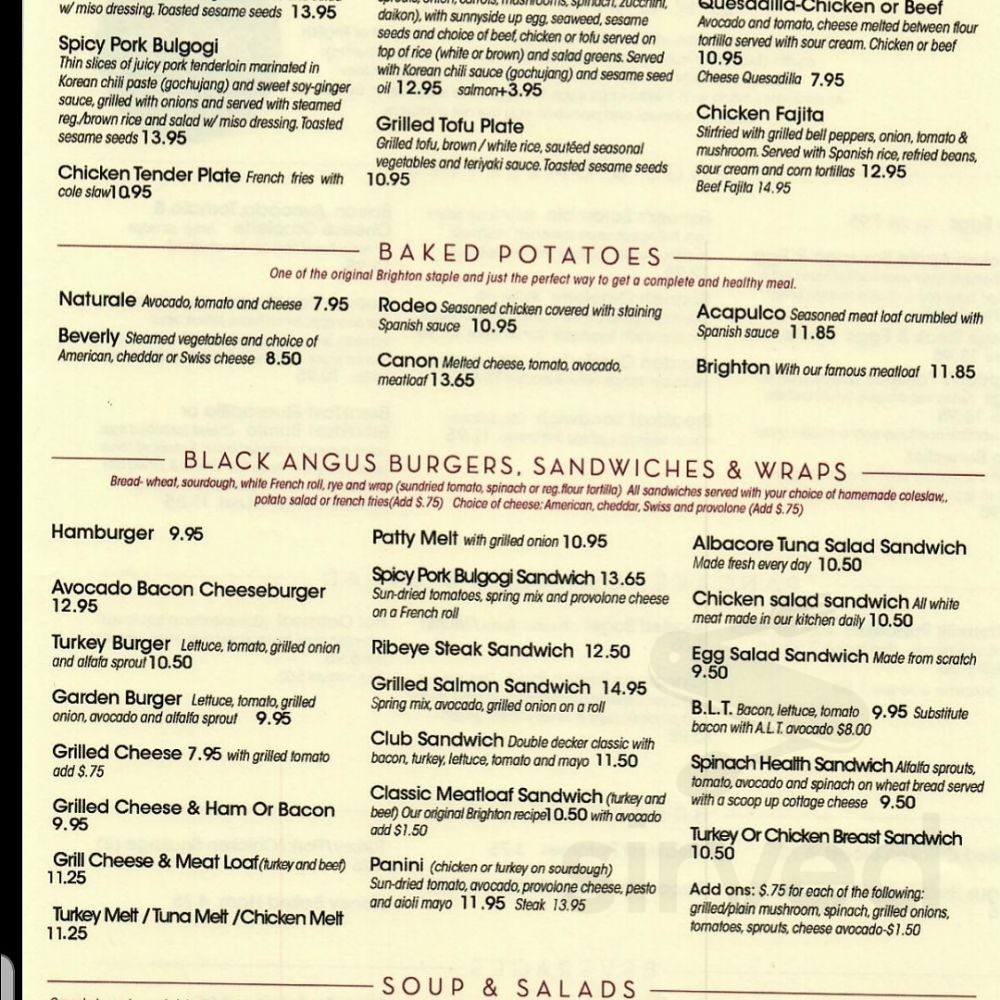 Brighton Coffee Shop menu in Beverly Hills, California, USA