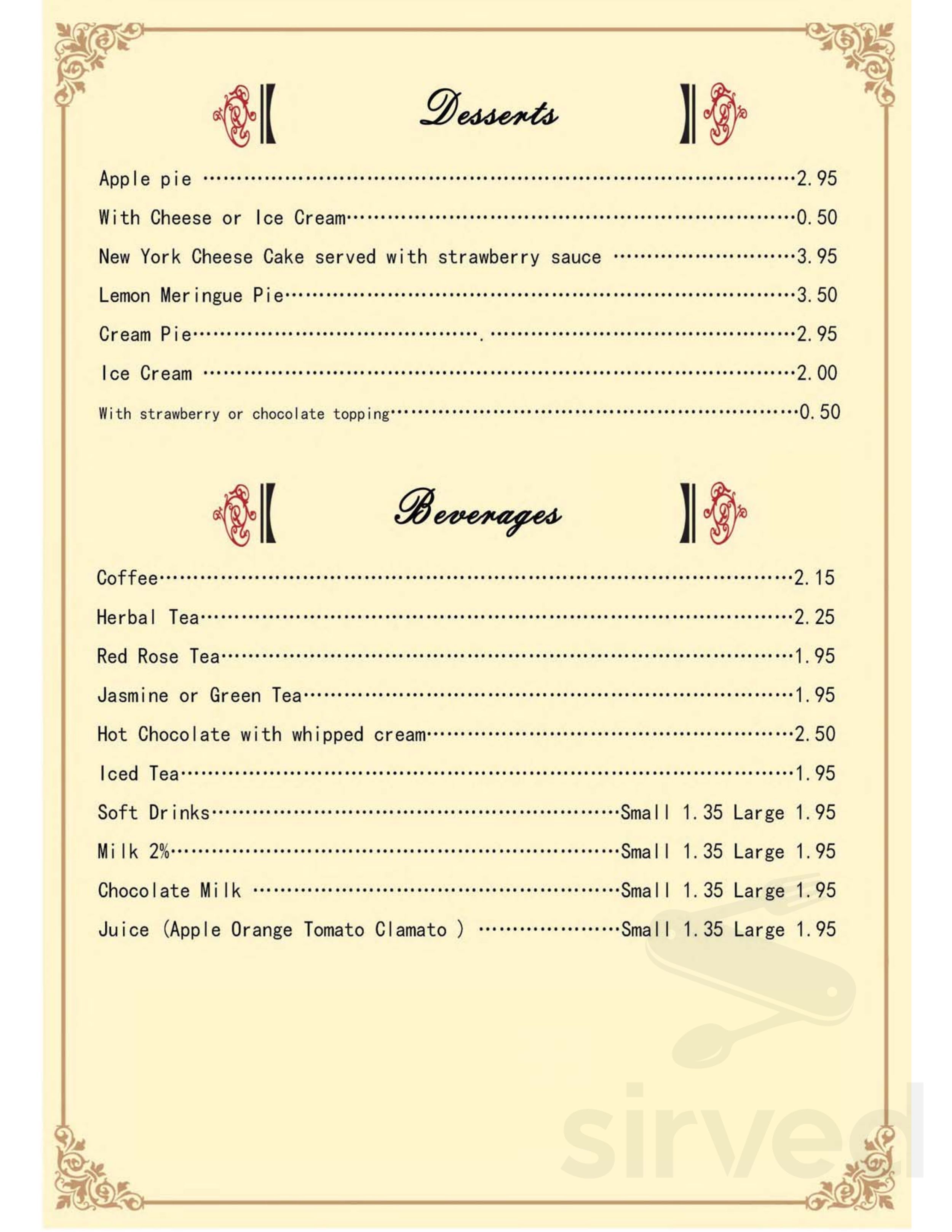 Menu - Turner Valley AB's Turner Inn Family Restaurant | Sirved