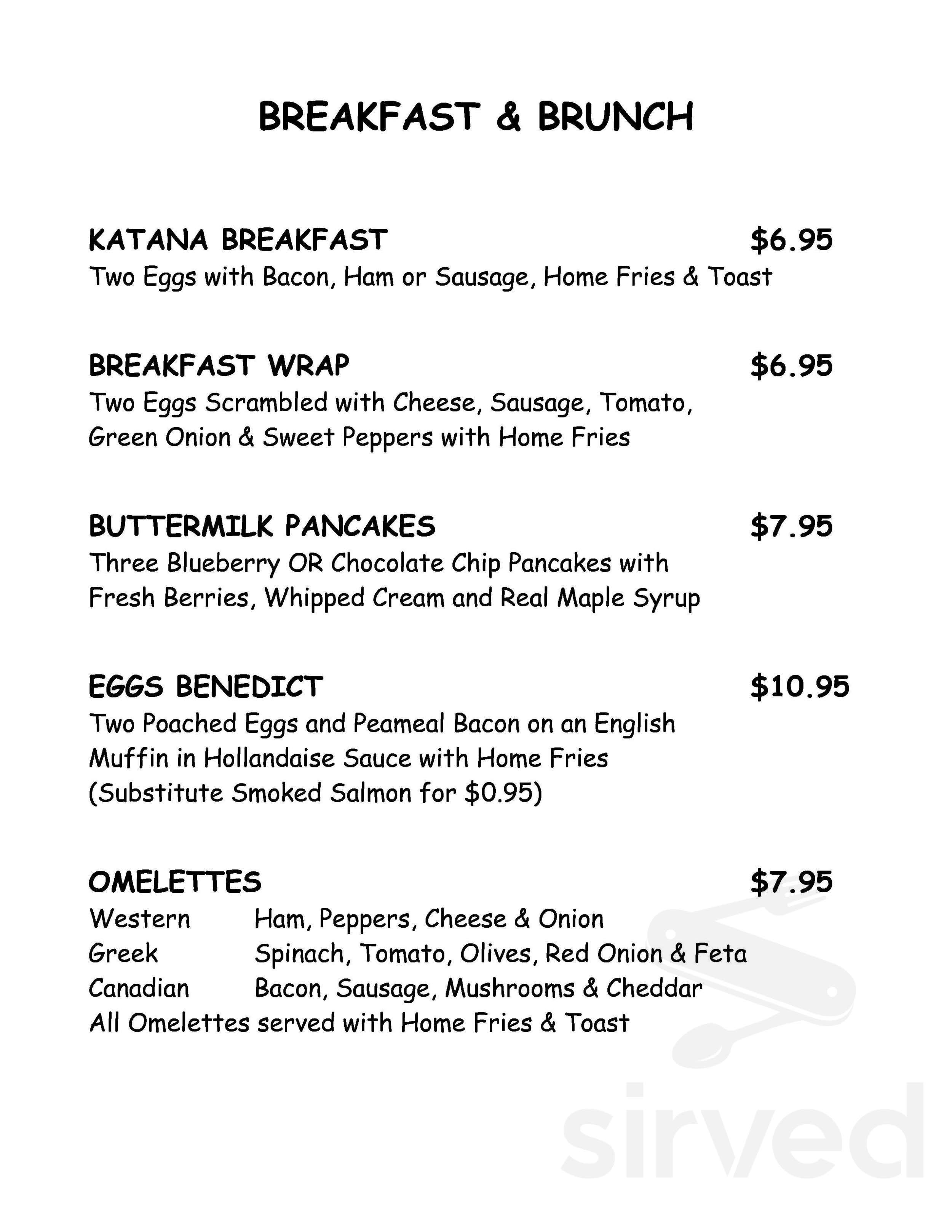Menu for Katana Kafe & Grill in London, ON | Sirved