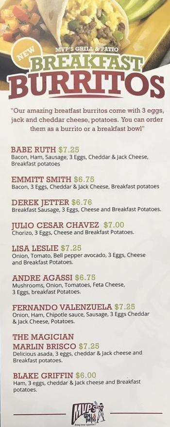 MVP's Grill & Patio menu in Long Beach, California, USA