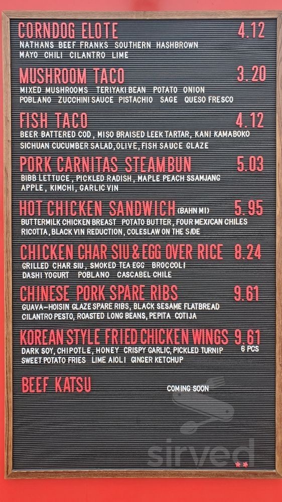 Menu for Camion Chino in Nashville, Tennessee, United States