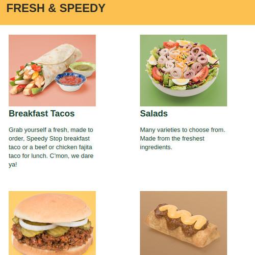 Speedy Stop menu in Conroe, Texas, USA