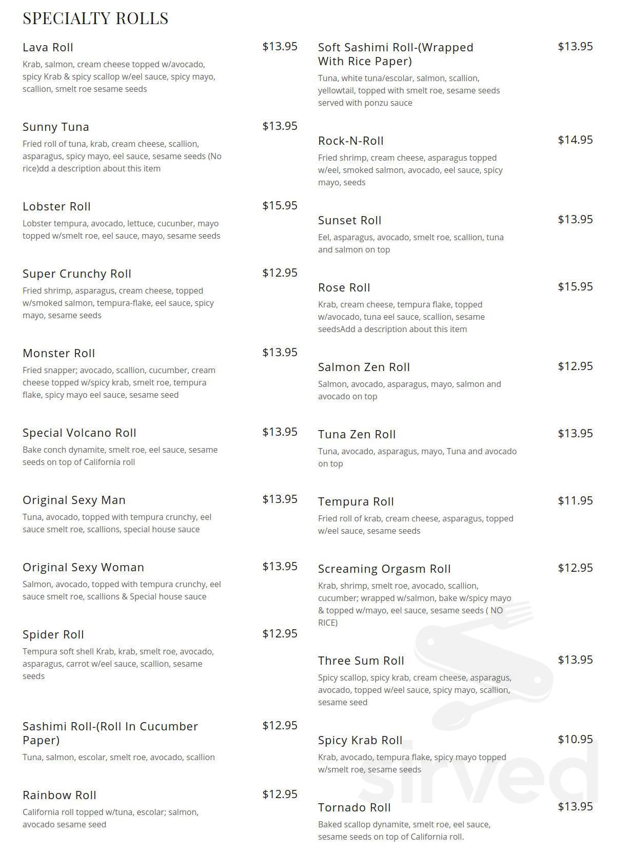 Menu - Seminole FL's Thai Sushi Spice | Sirved