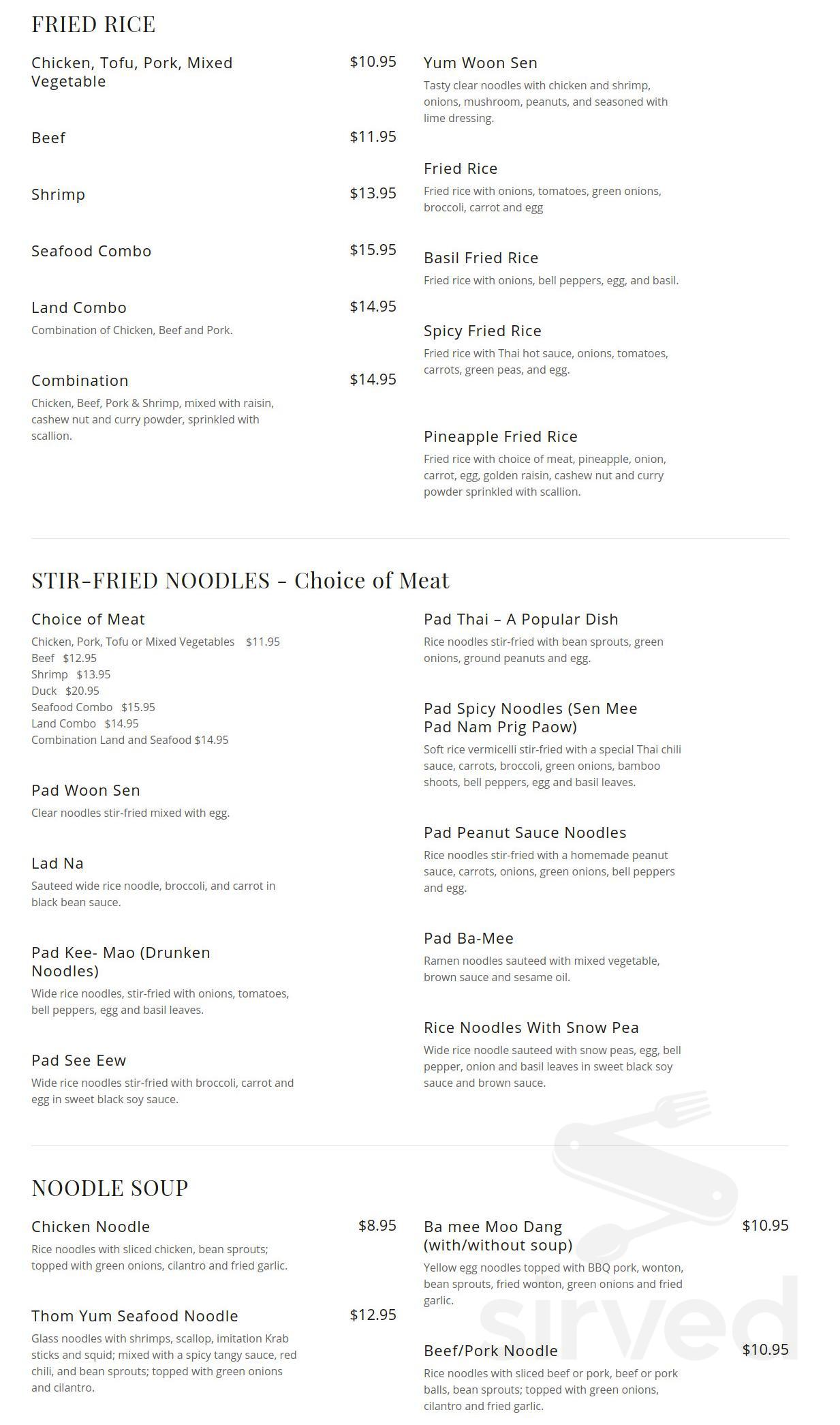 Menu - Seminole FL's Thai Sushi Spice | Sirved
