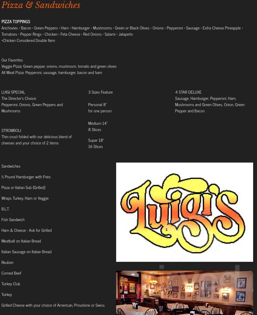 Luigi's Restaurant menu in Flint, Michigan, USA