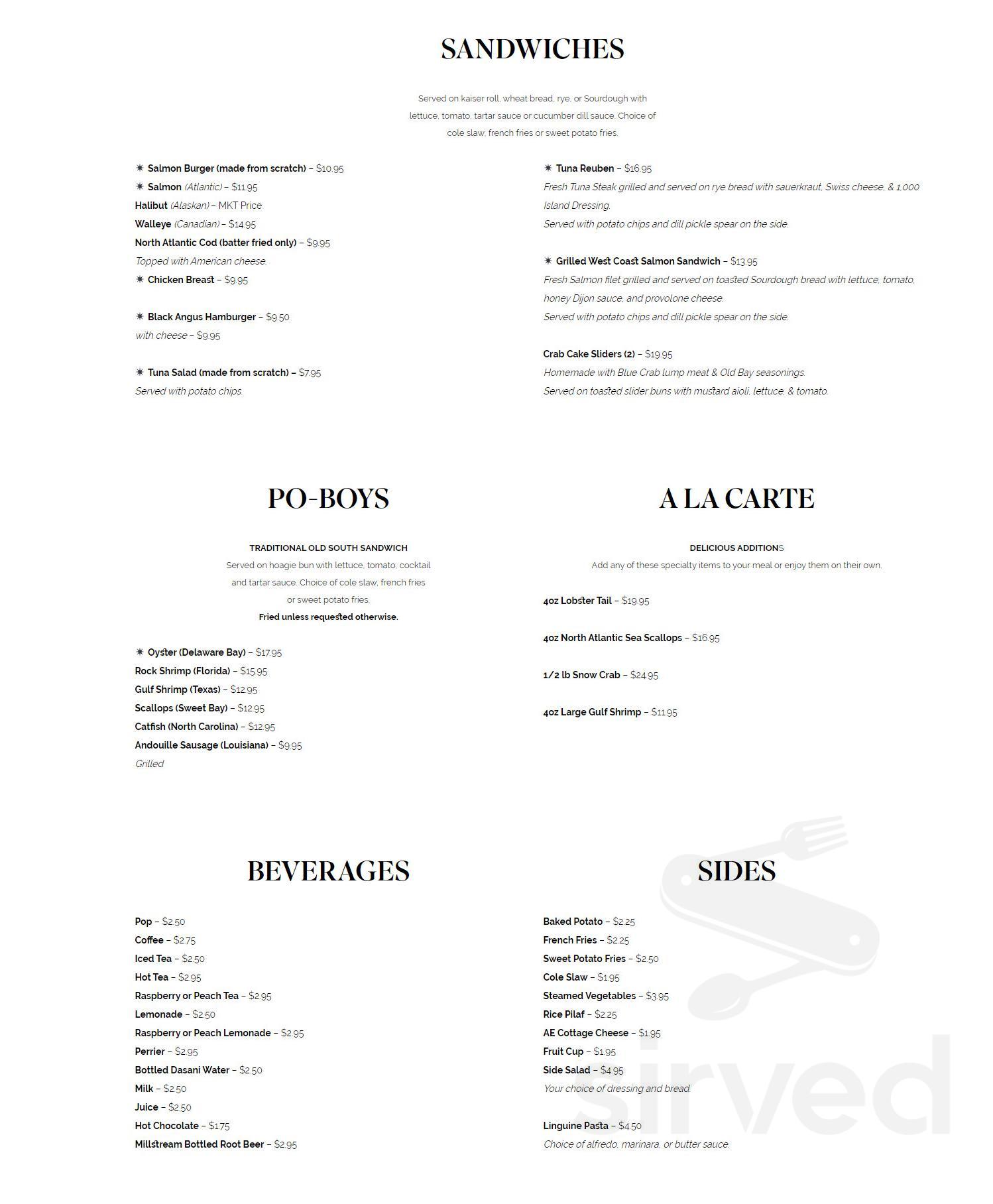 Waterfront Seafood Market menu in West Des Moines, Iowa, USA