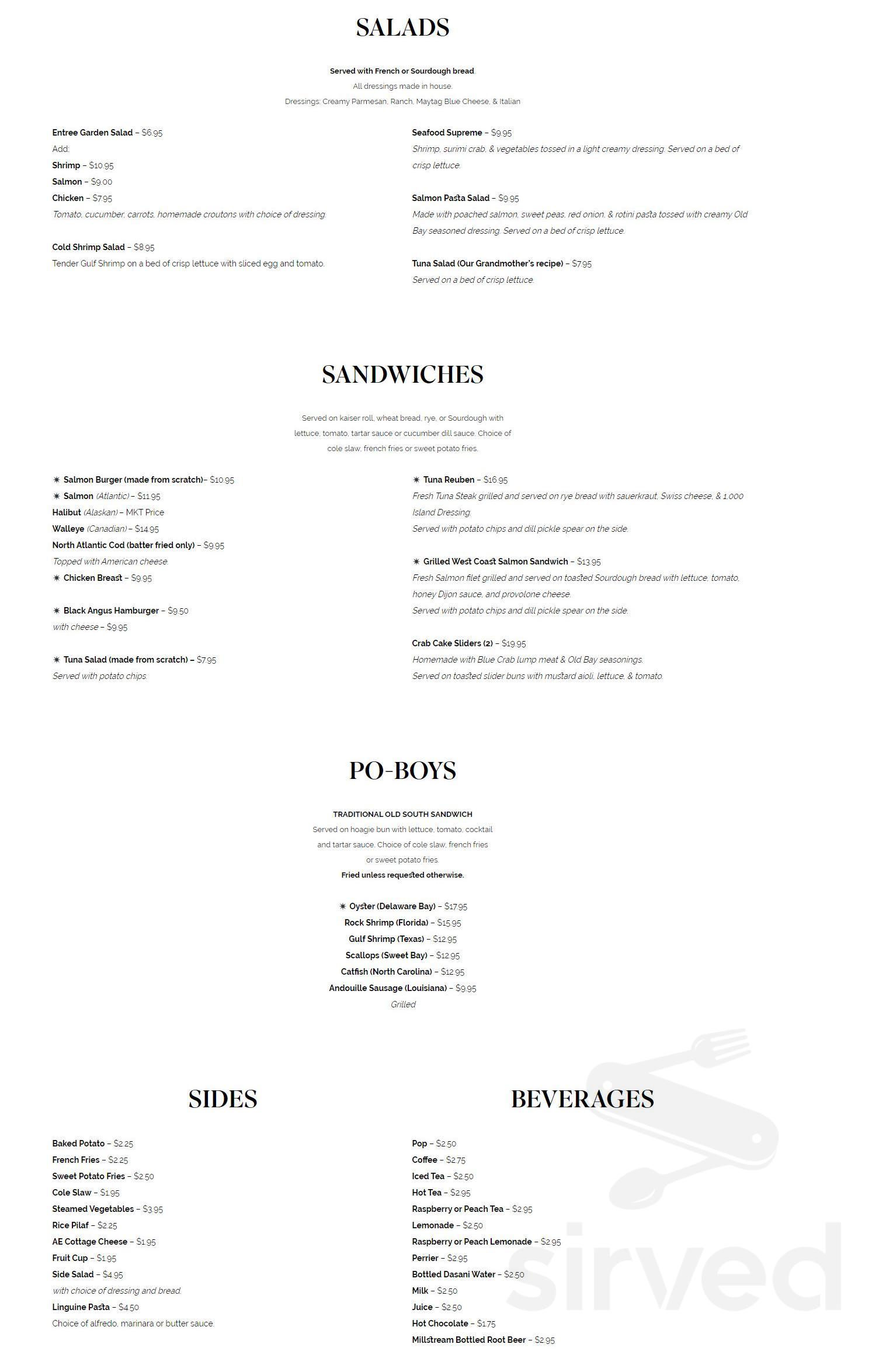 Waterfront Seafood Market menu in West Des Moines, Iowa, USA