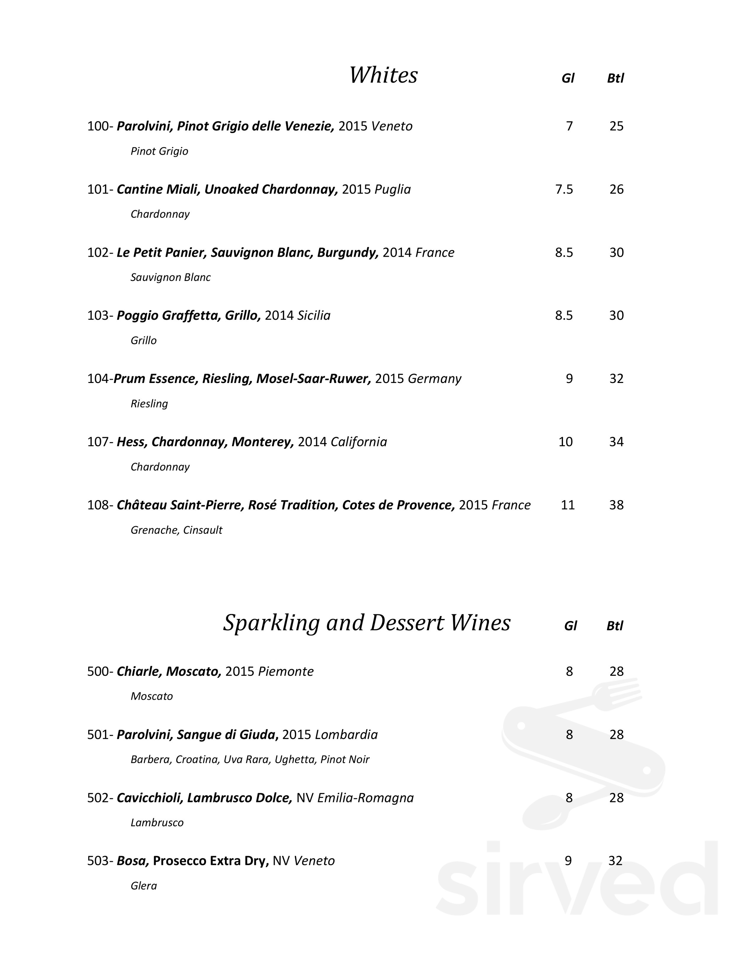 Bellini Italian Cuisine menu in Holly Springs, North Carolina, USA