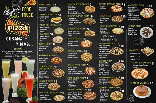 Chef carlitos food truck menu in Miami, Florida, USA