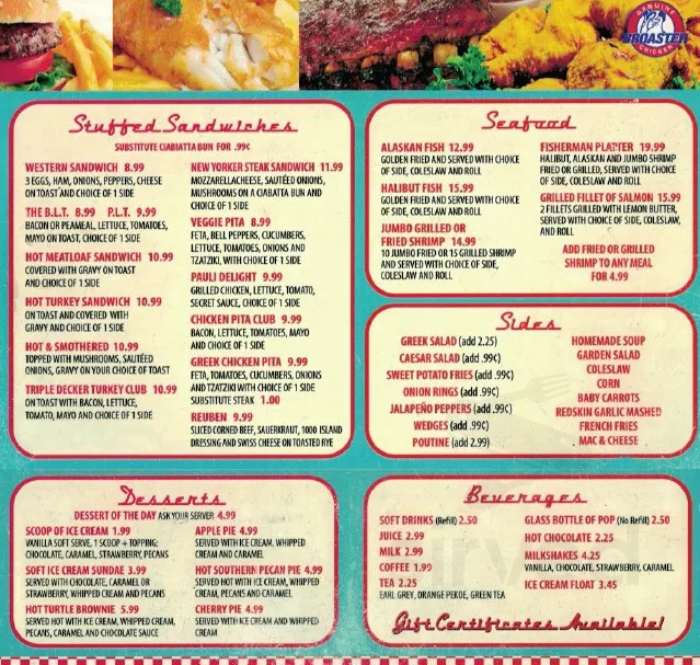 Michigan Diner menu in Windsor, Ontario, Canada