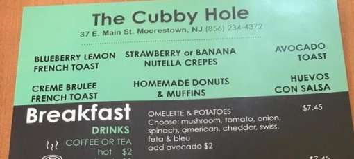 Menu for The Cubby Hole in Moorestown, NJ | Sirved