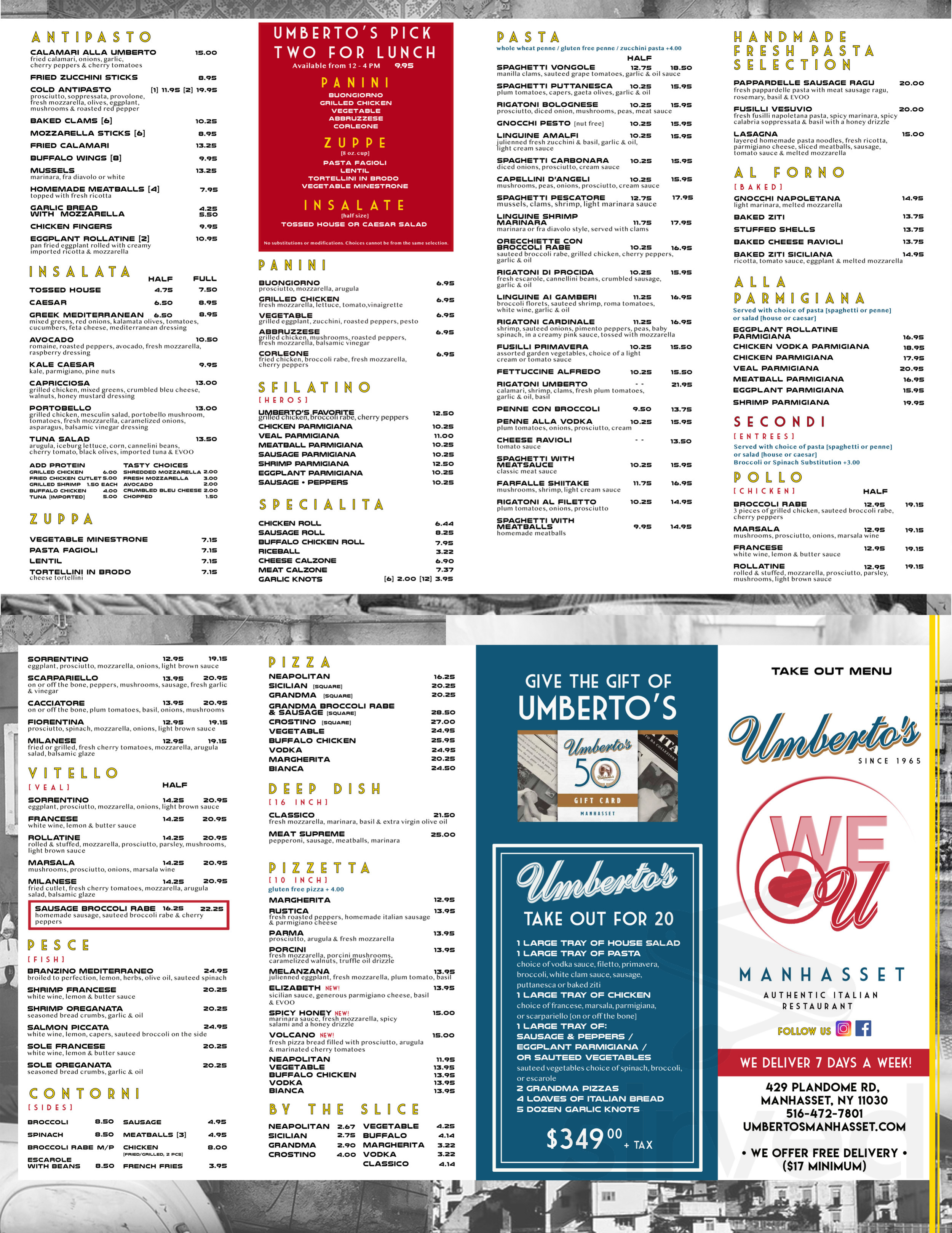 Umberto's of Manhasset menu in Manhasset, New York, USA