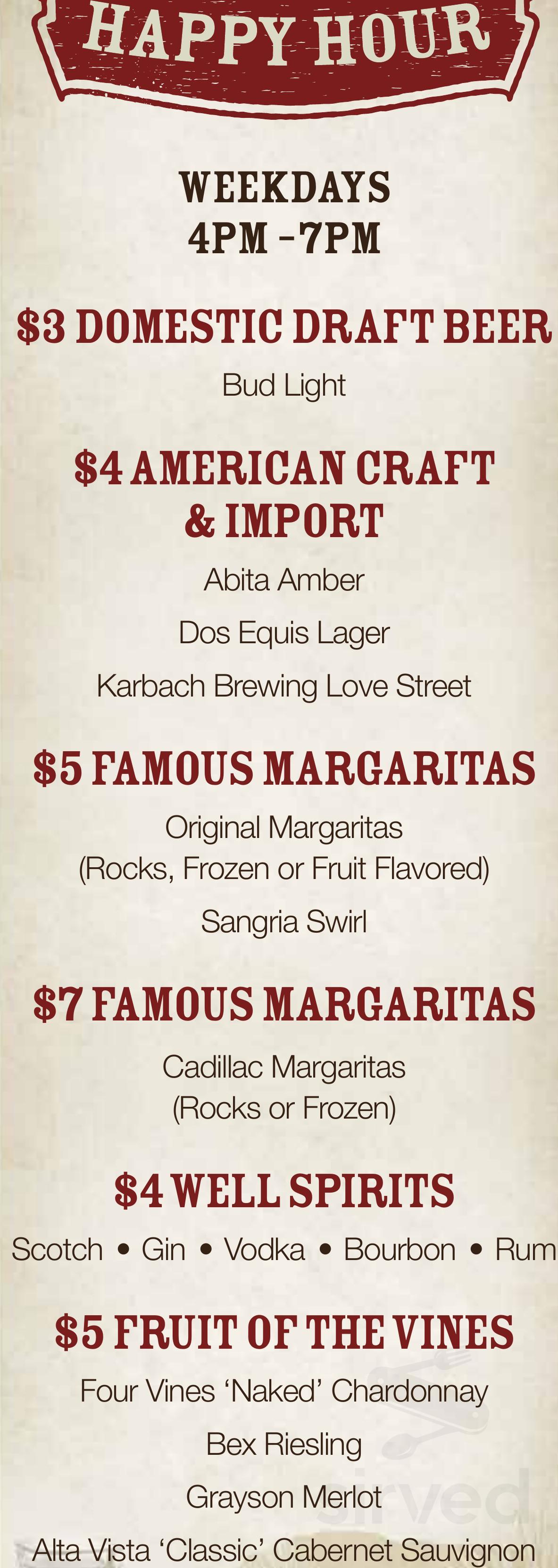 Cadillac Mexican Kitchen & Tequila Bar menu in Las Vegas, Nevada, USA