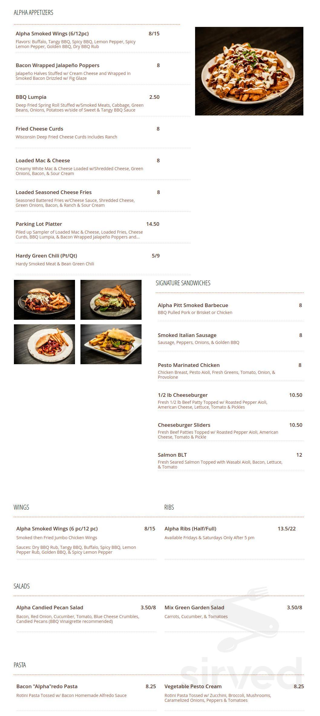 Alpha Pitt Smokers menu in Yorktown, Virginia, USA