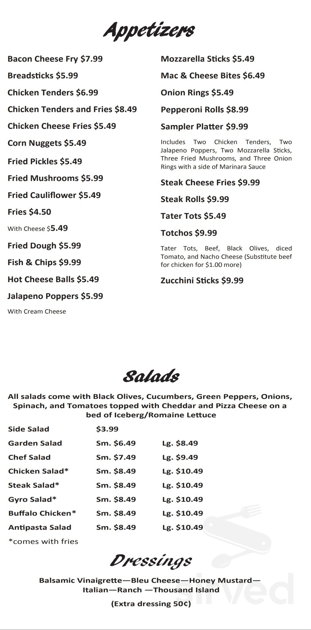 Menu for Leone's Pizza in Oakmont, PA | Sirved