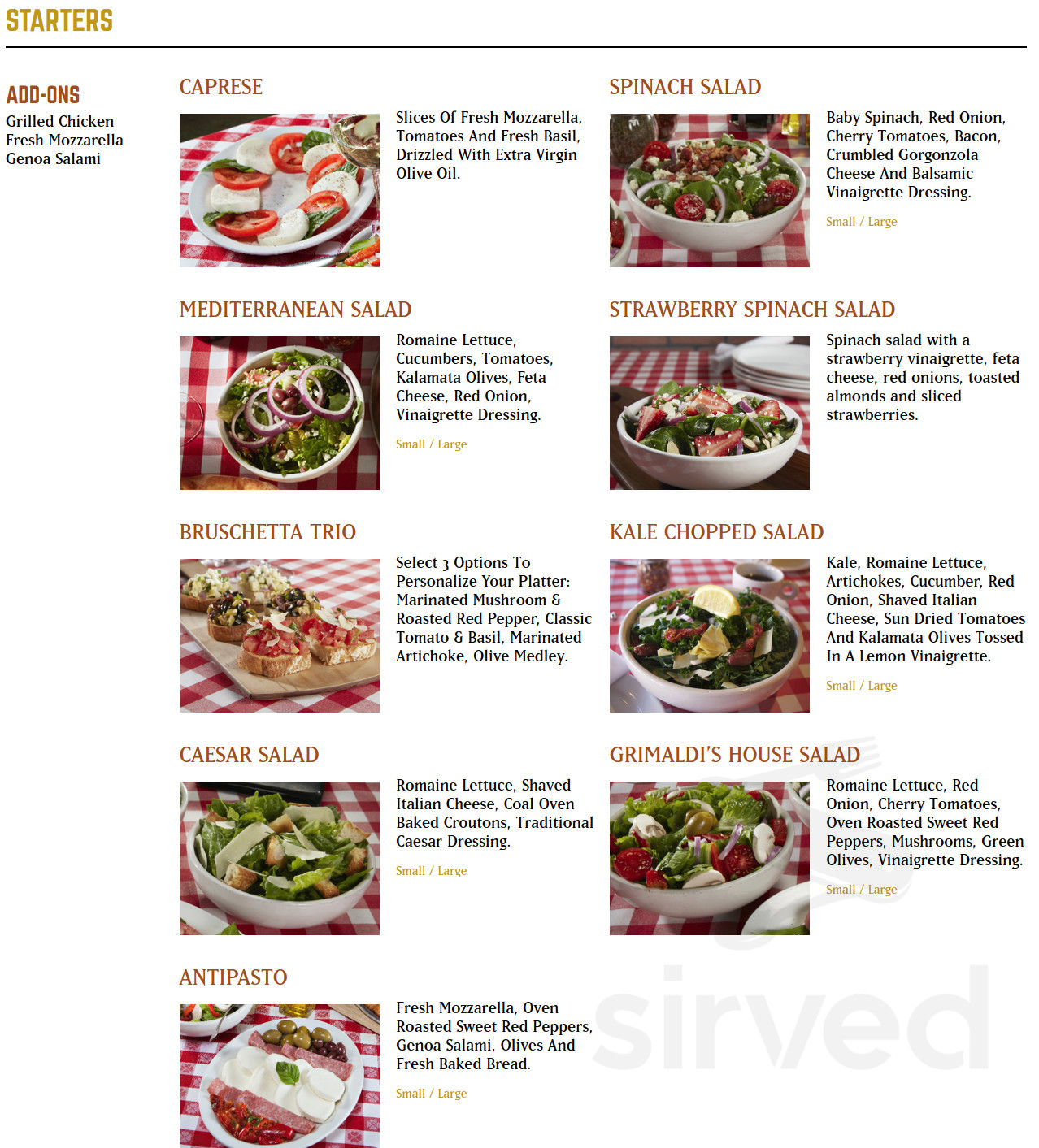 Grimaldi s Pizzeria Menu In Denver Colorado USA Grimaldi s Pizzeria Menu In Denver Colorado USA