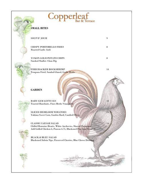 Copperleaf Restaurant & Bar menu in SeaTac, Washington, USA