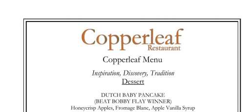 Menu for Copperleaf Restaurant & Bar in SeaTac, WA | Sirved