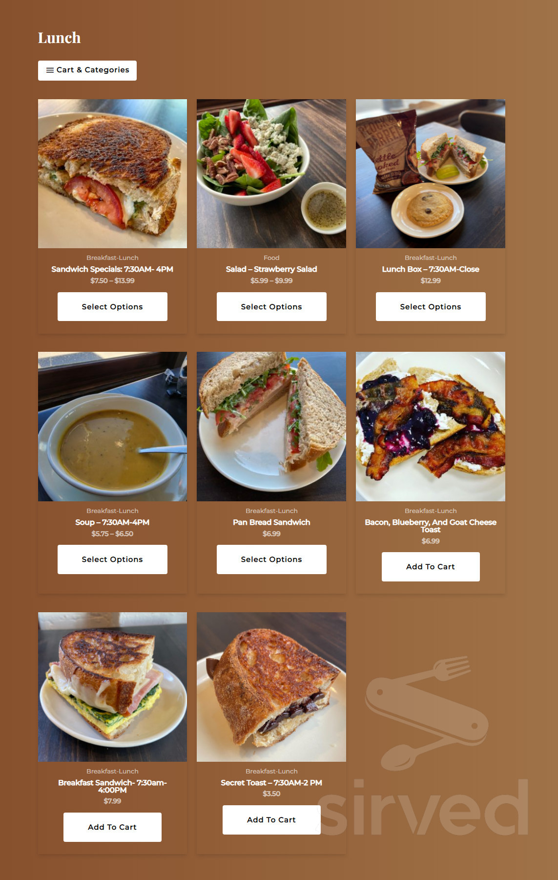 Prairie Sky Breads menu in Minot, North Dakota, USA